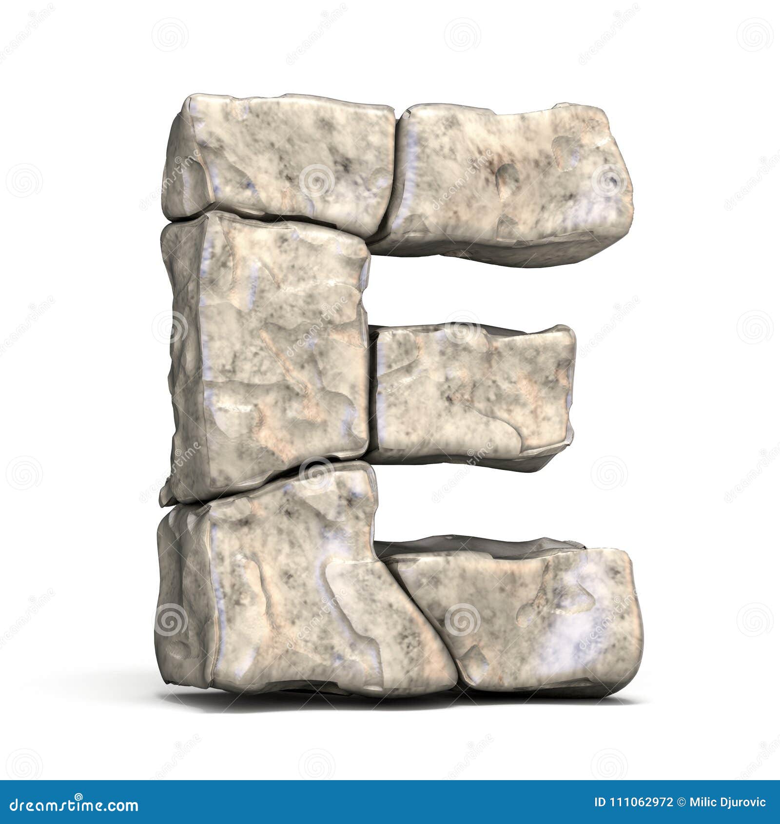 Stone font letter E 3D stock illustration. Illustration of construction ...