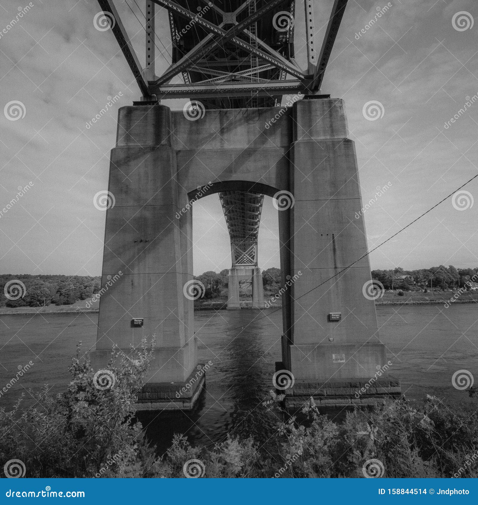 Stone Footings of Bridge To Cape Cod and Underside of Highway Stock ...