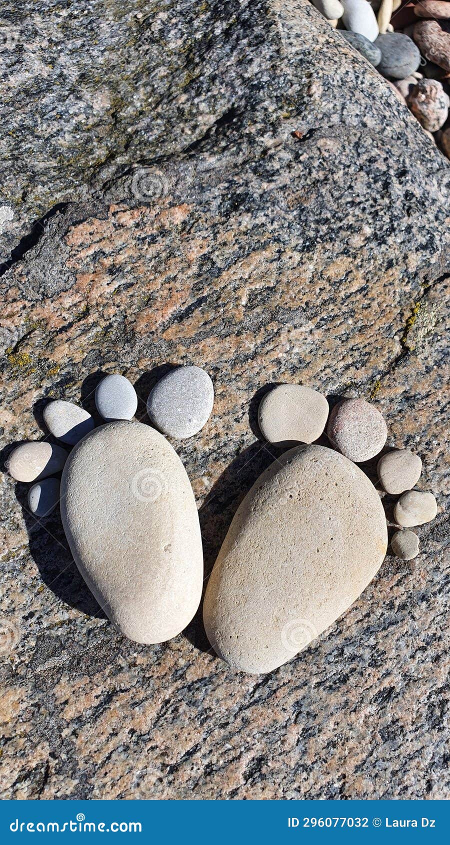 Stone footprints stock photo. Image of rock, sunny, brick - 296077032