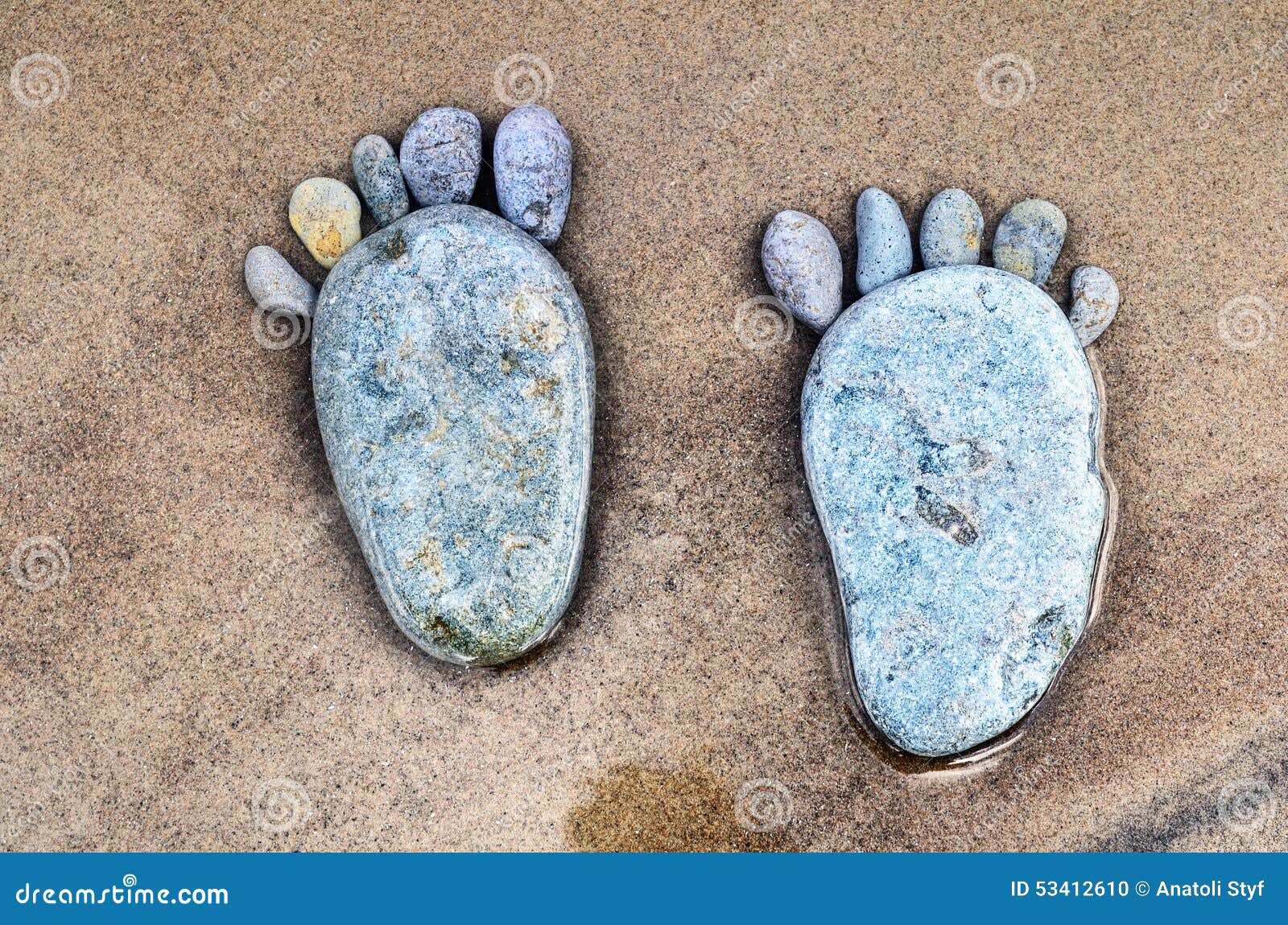 Stone footprints stock photo. Image of coastline, concept - 53412610