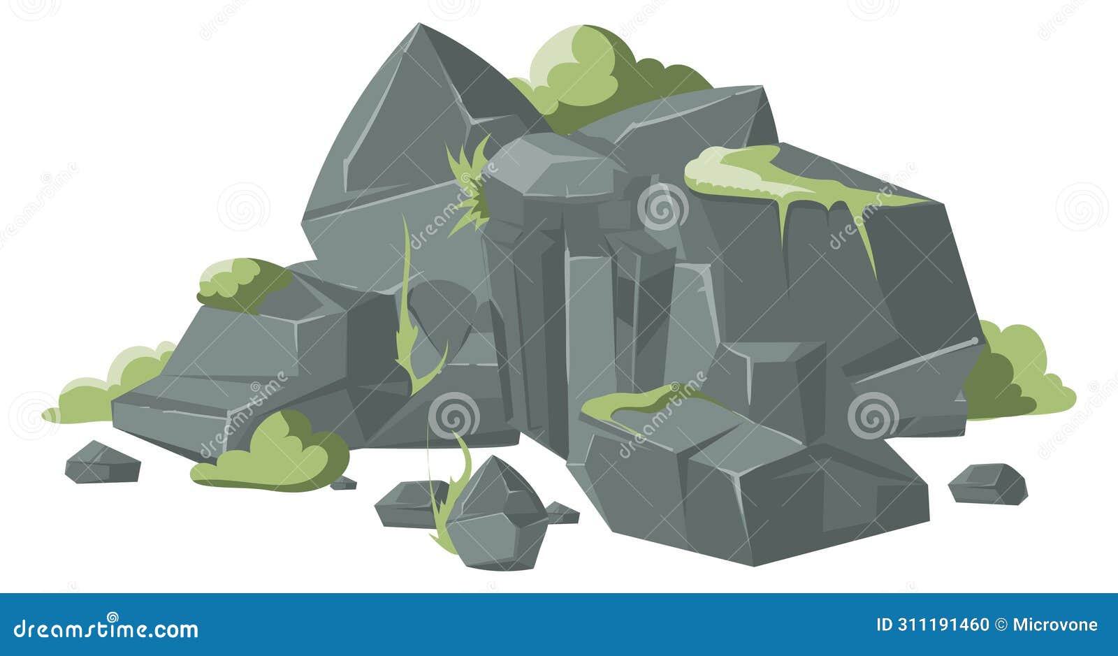 Rock Pile. Broken Stone Mountain. Cartoon Element Vector Illustration ...