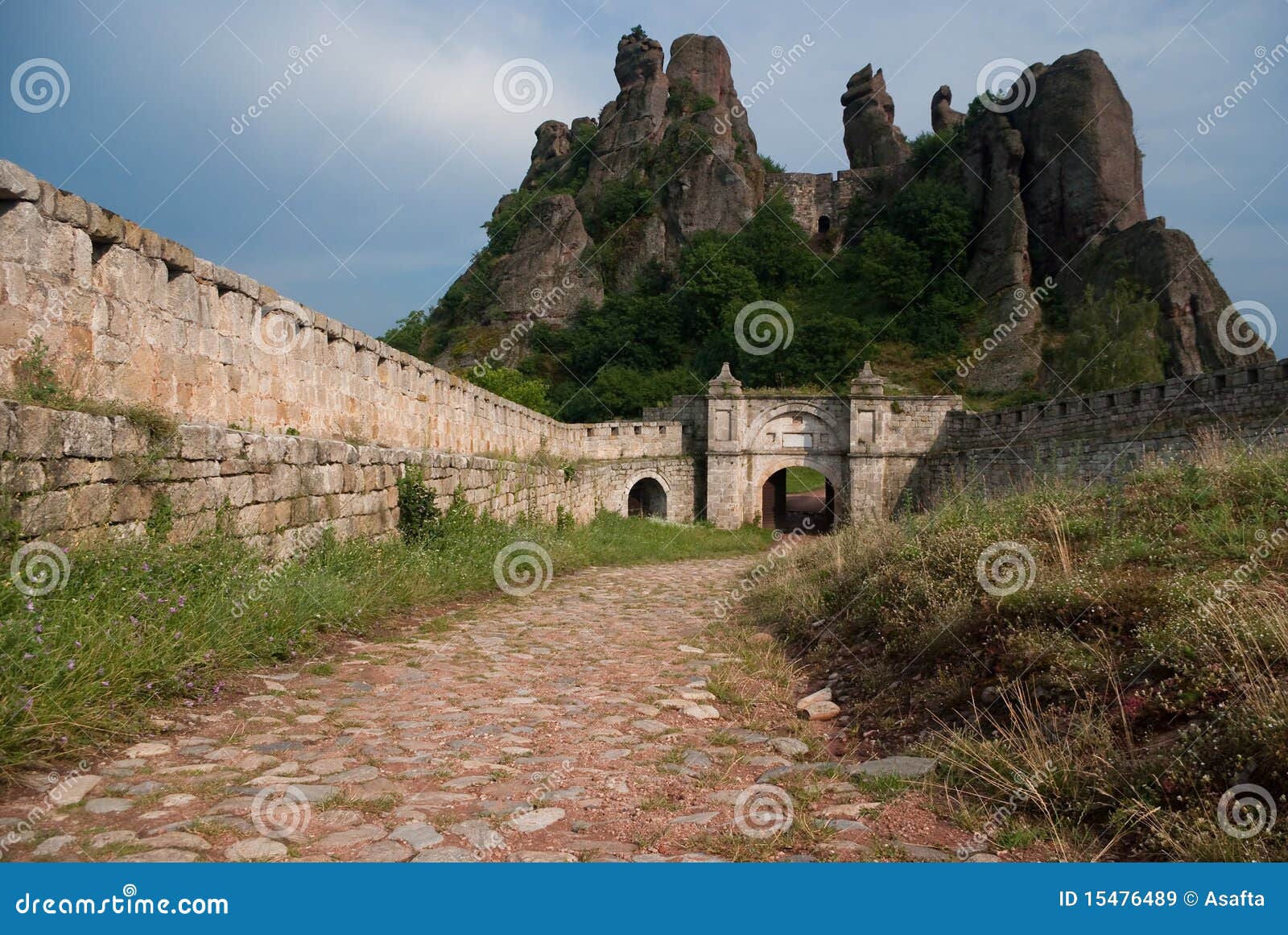 Stone Formations and Castle Stock Image - Image of fortress, green ...