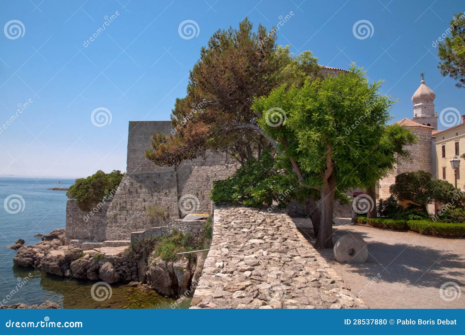 Stone Fort Walls from Square and Frankopan Castle at Krk Stock Photo ...