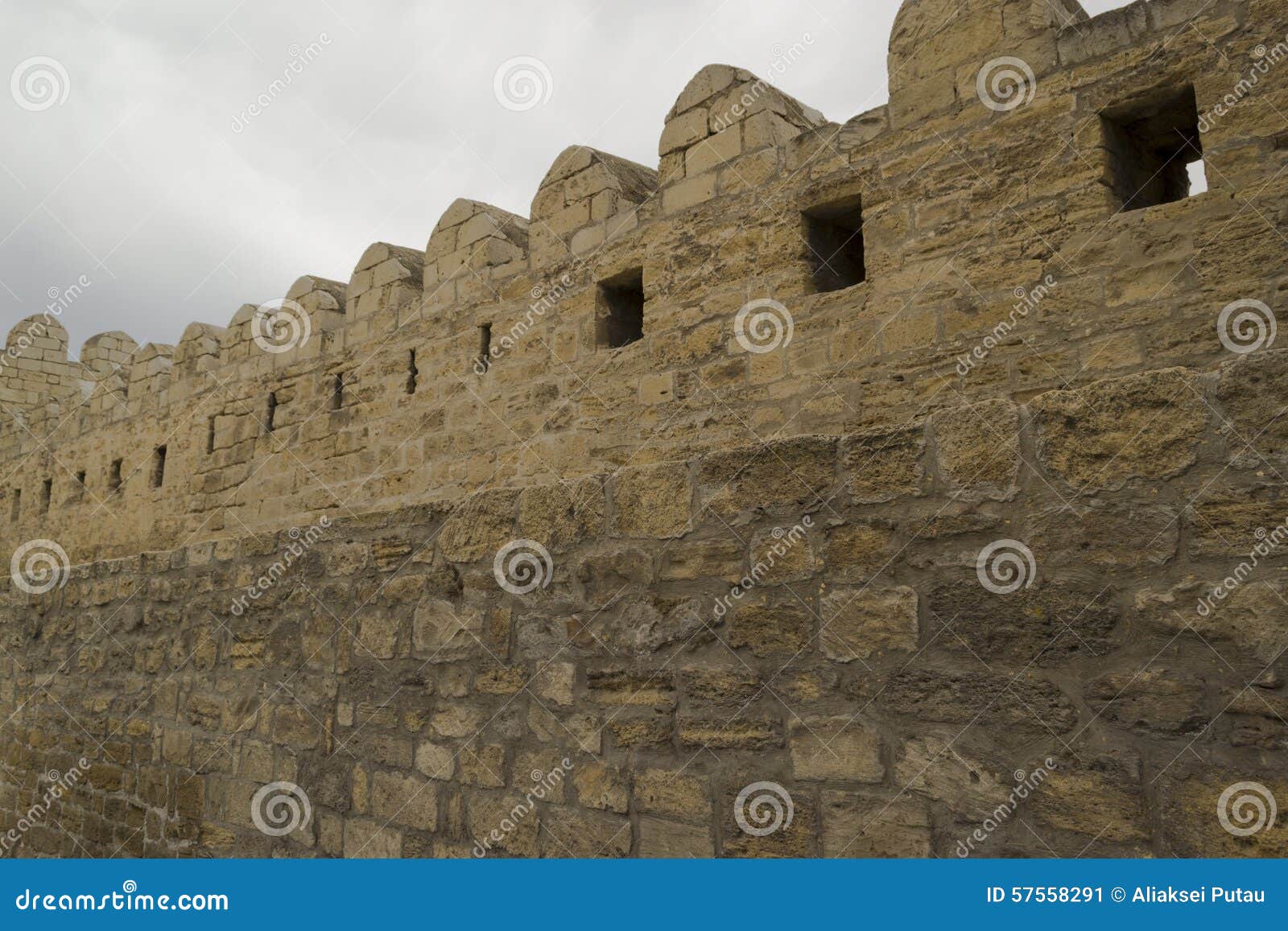 Stone Fortress Wall with Grey Sky Stock Image - Image of fortification ...