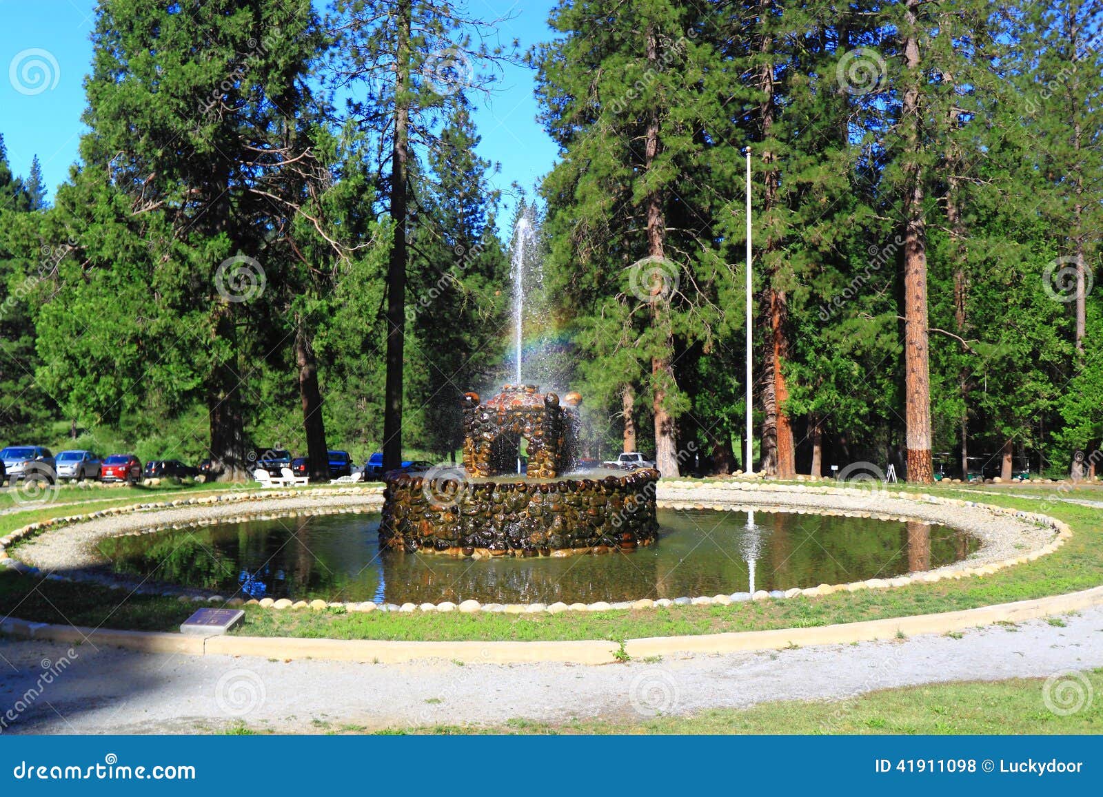 Stone Fountain in Forest stock photo. Image of tree, water - 41911098