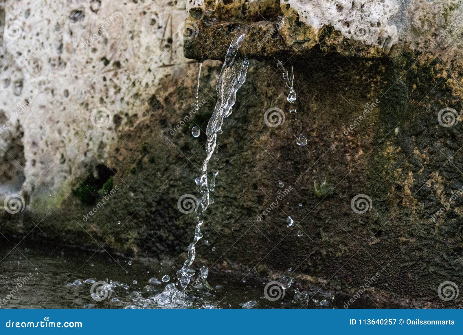 Stone Fountain Water Source Spring Stock Image - Image of dripped ...