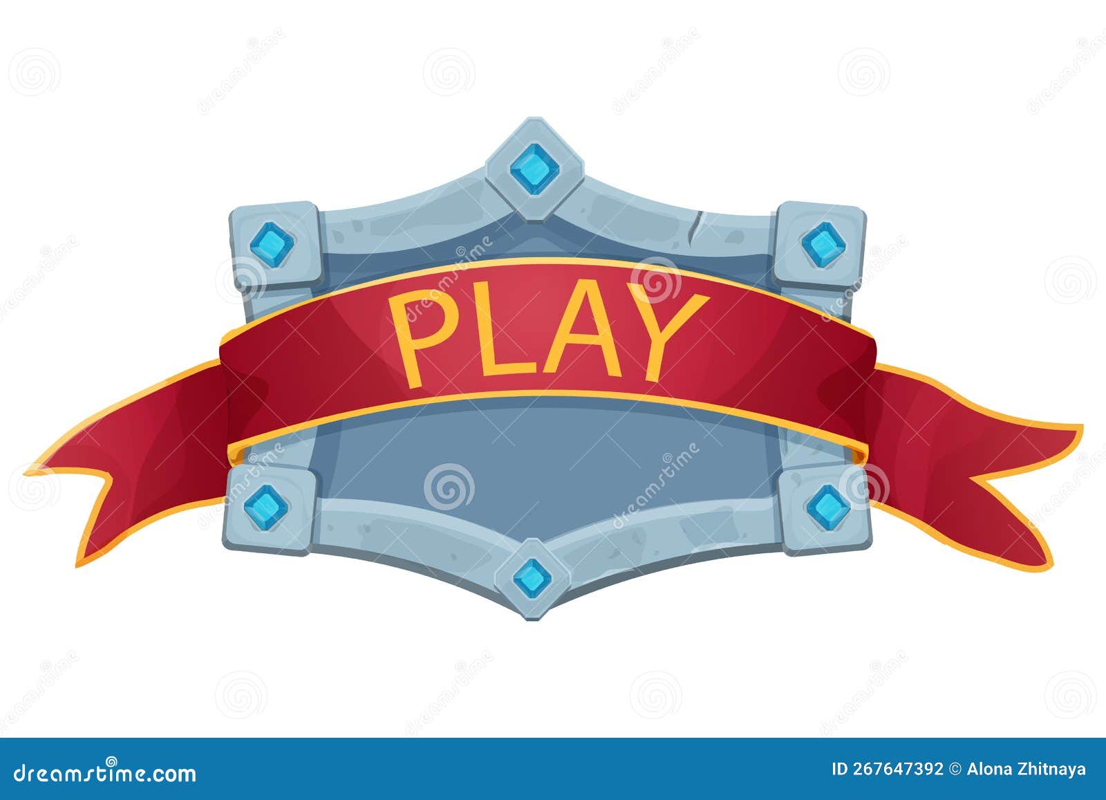 Stone Frame Button Play with Border and Gemstones, Shield Shape, Empty ...