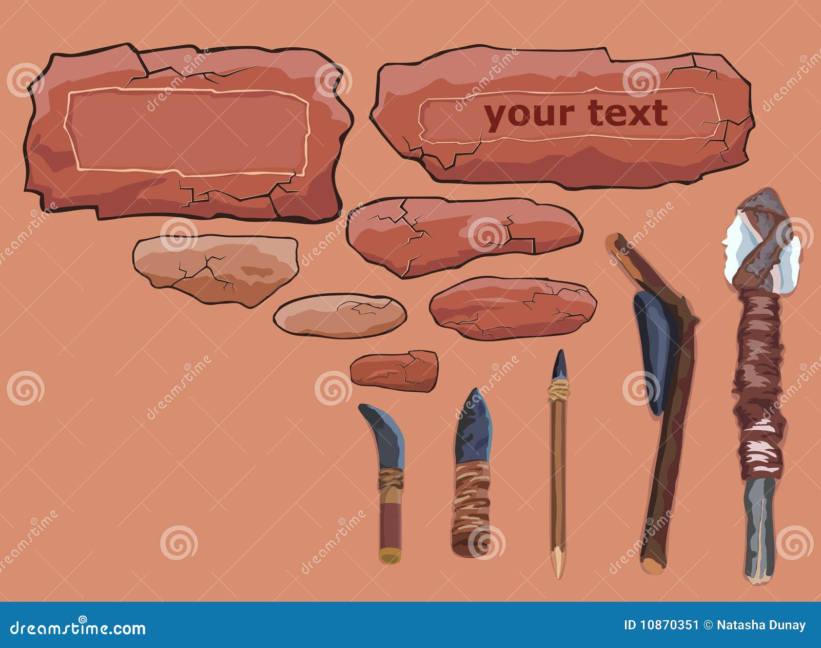 Stone Age War Primitive Men Tribes Fighting. Cartoon Vector ...
