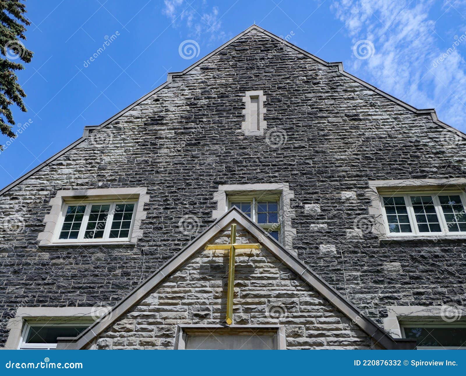 Stone gable of old church stock photo. Image of heaven - 220876332