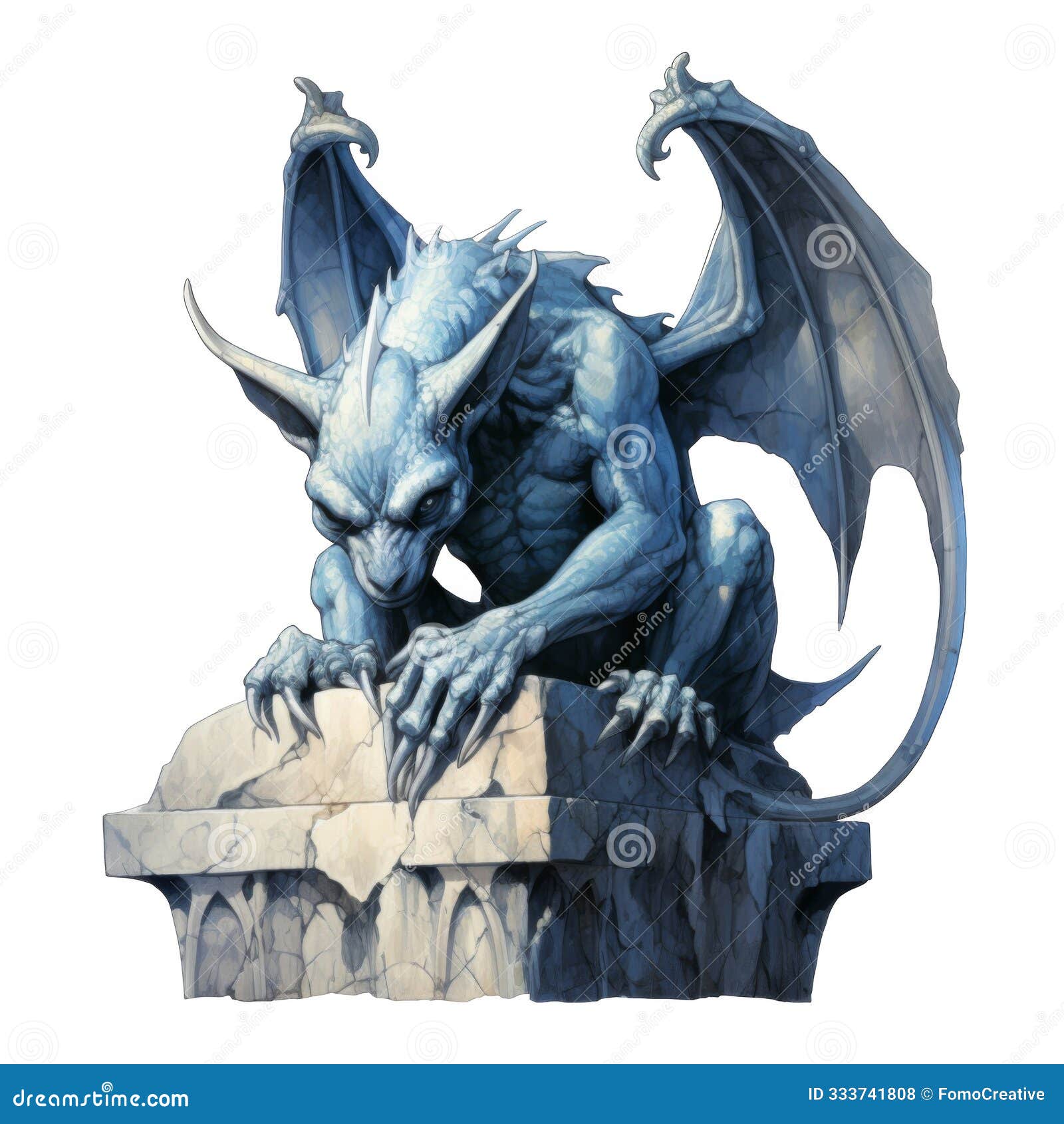 Stone Gargoyle with Wings Perched on a Stone Plinth Stock Photo - Image ...