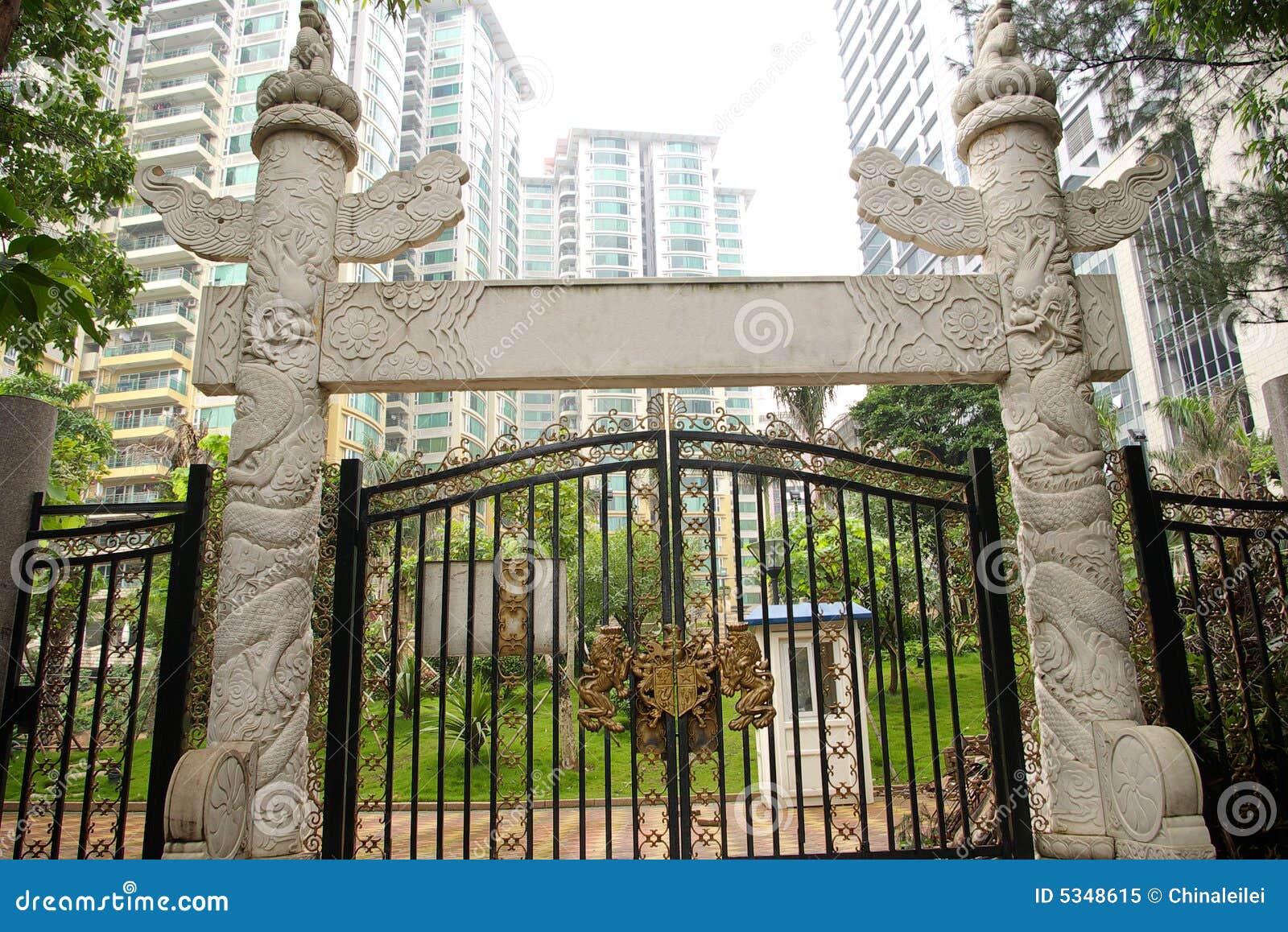 Stone gate stock image. Image of chinese, lion, style - 5348615