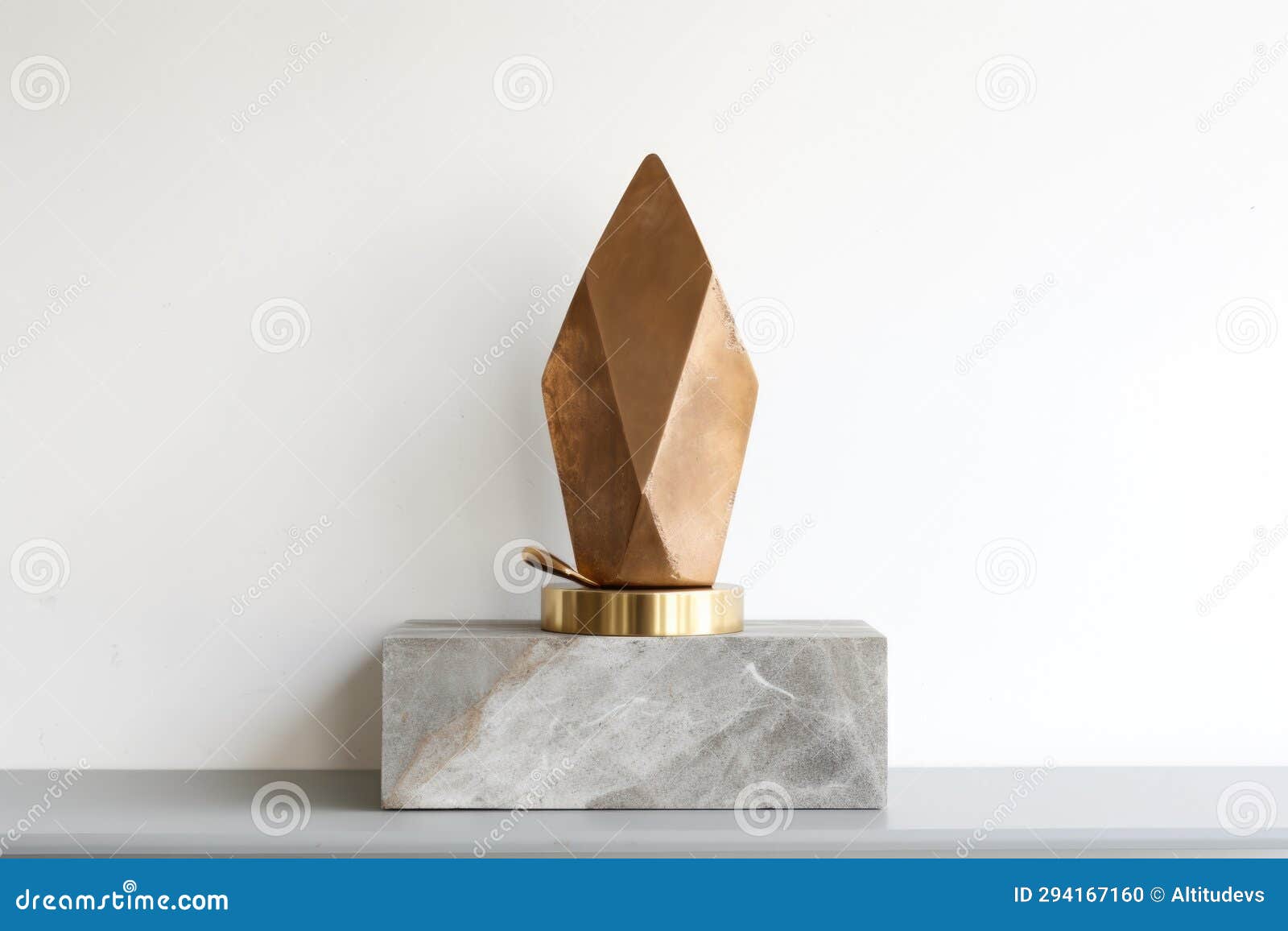 Stone and Gold Award Trophy on a White Shelf Stock Photo - Image of ...