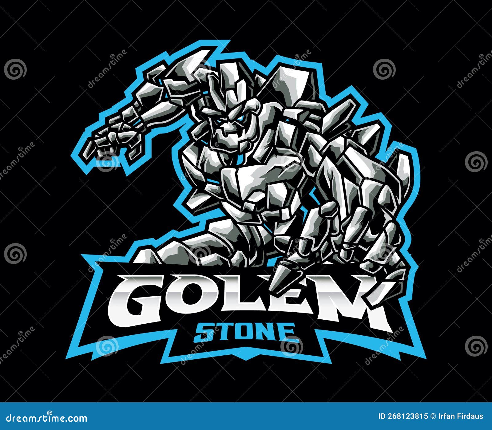 Stone Golem Mascot Logo Design Stock Vector - Illustration of magical ...