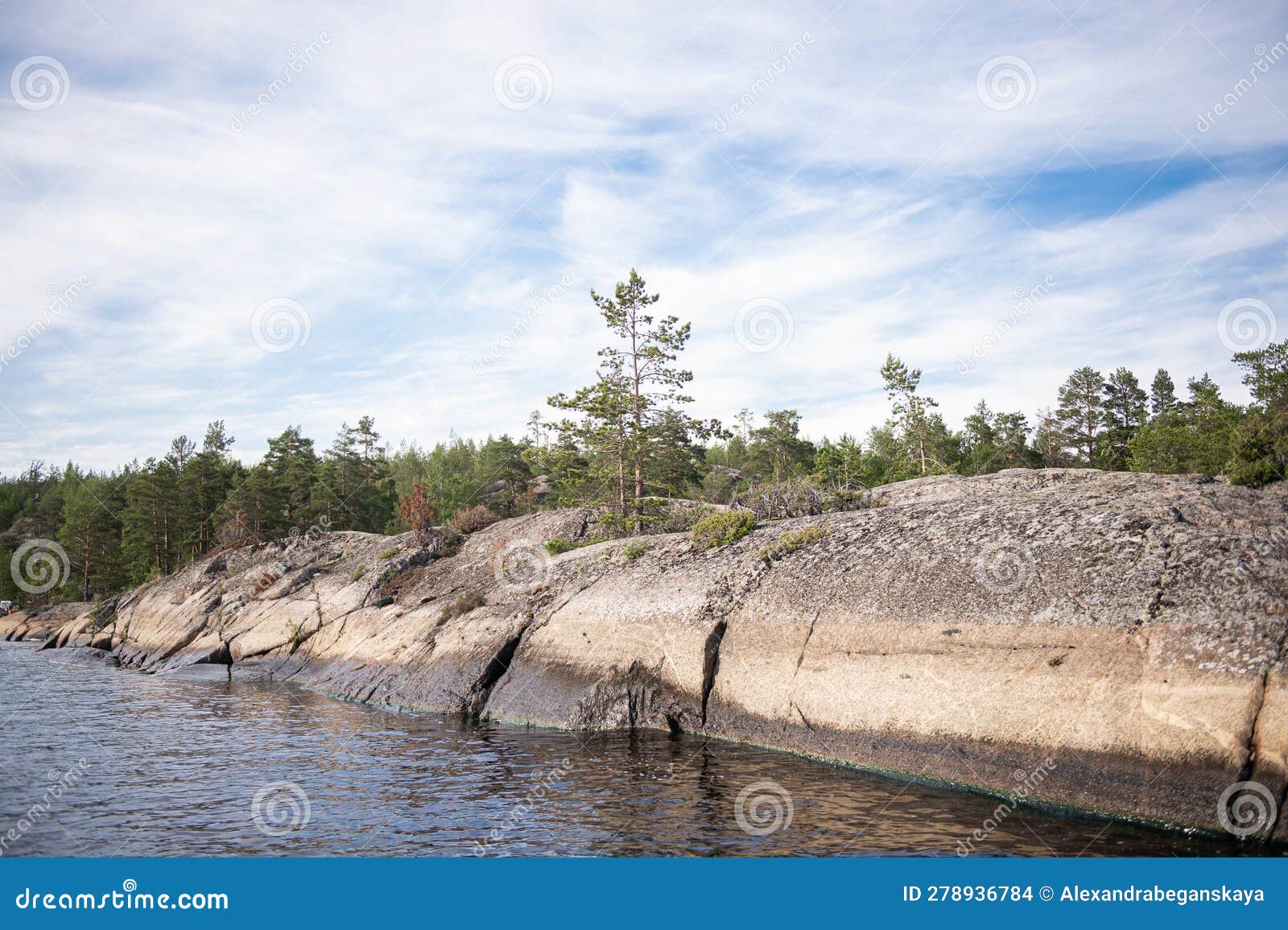 Stone Granite Island Surrounded by Water Stock Photo - Image of raging ...
