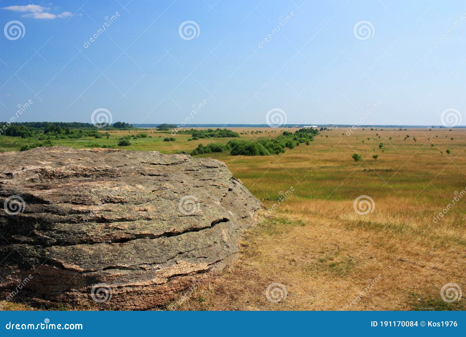 Stone Granite Rock in the Steppe Stock Photo - Image of mountain, tree ...