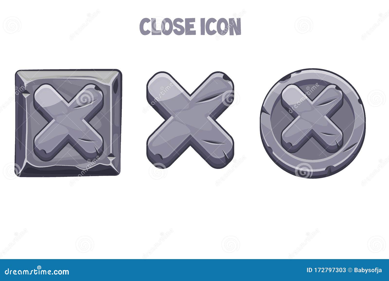 Stone Gray Buttons or Icons Close for Menu. Stock Vector - Illustration ...