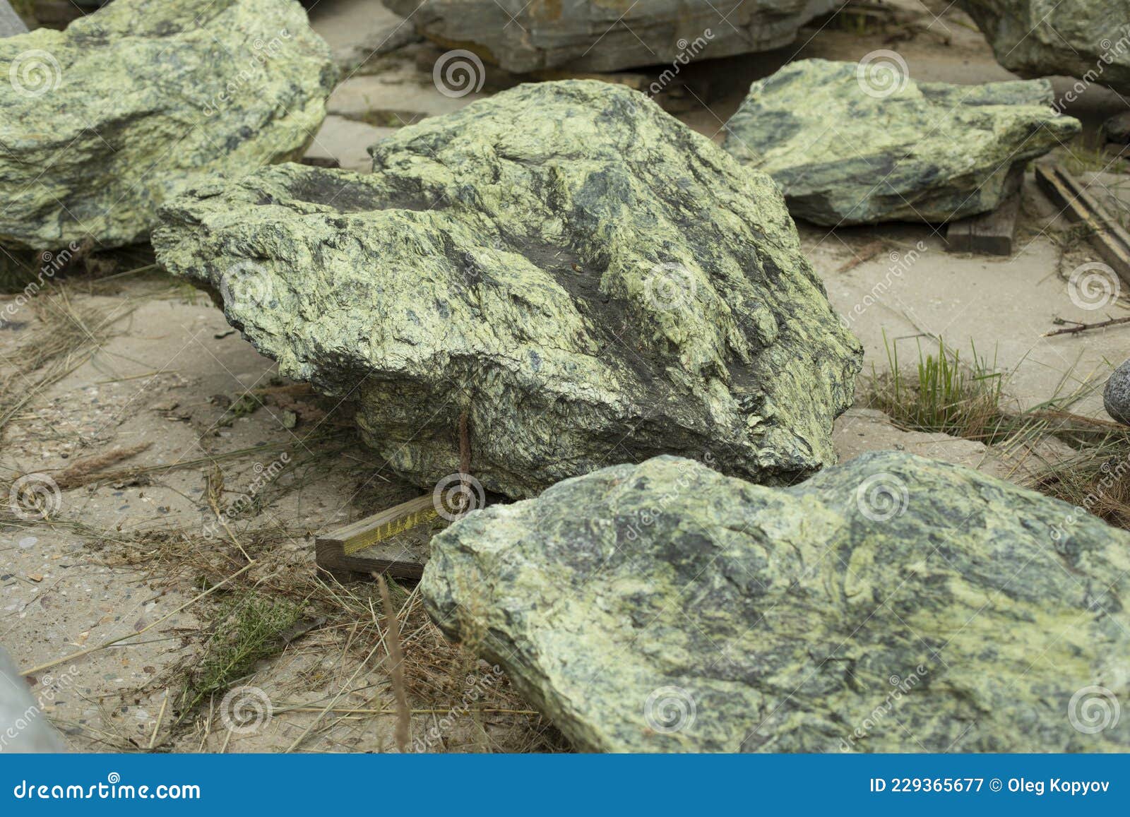 The Stone is Green. a Piece of Rock in the Park Stock Image - Image of ...