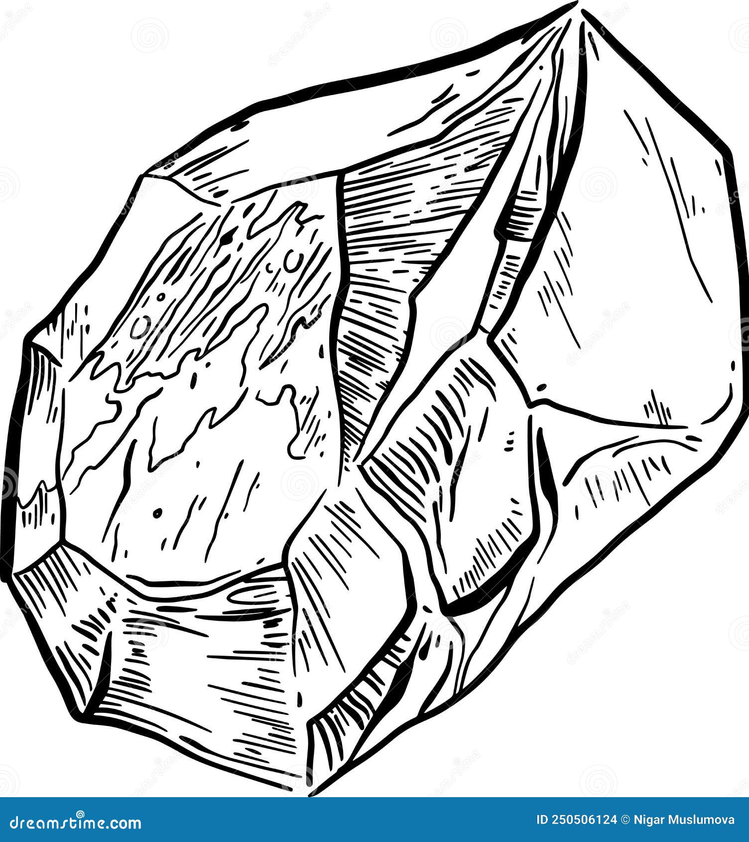 Stone, Hand Draw Line Vector Illustration Stock Vector - Illustration ...