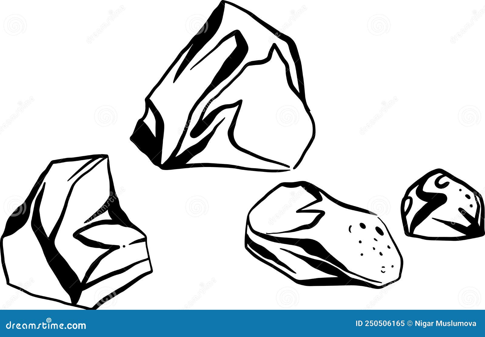 Stone, Hand Draw Line Vector Illustration Stock Vector - Illustration ...