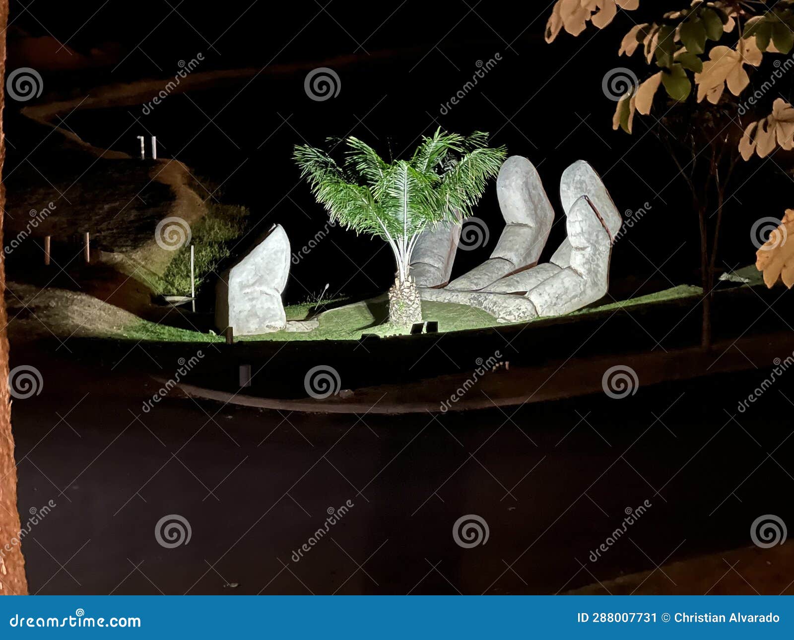 Stone Hand Holding Palm Tree Stock Image - Image of iron, cartoon ...