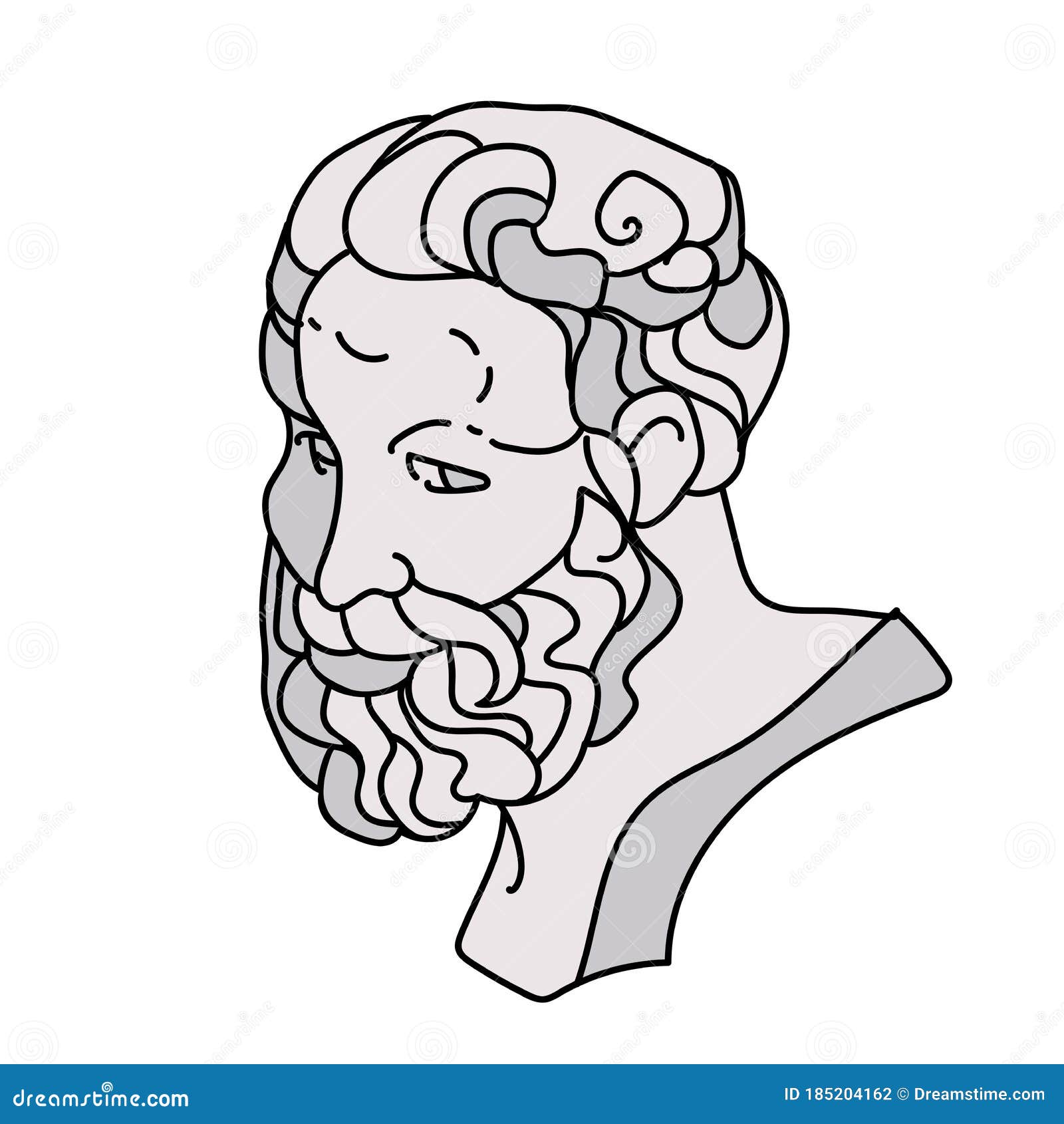 Stone Head Doodle in Modern Style on White Background. Stock Vector ...