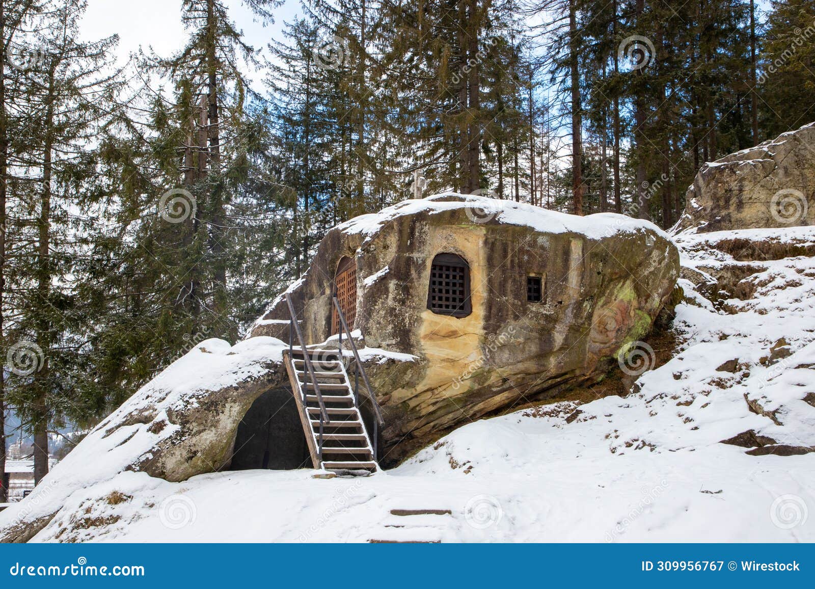 Stone-hewn Cell of Daniil the Hermit Stock Image - Image of woodland ...