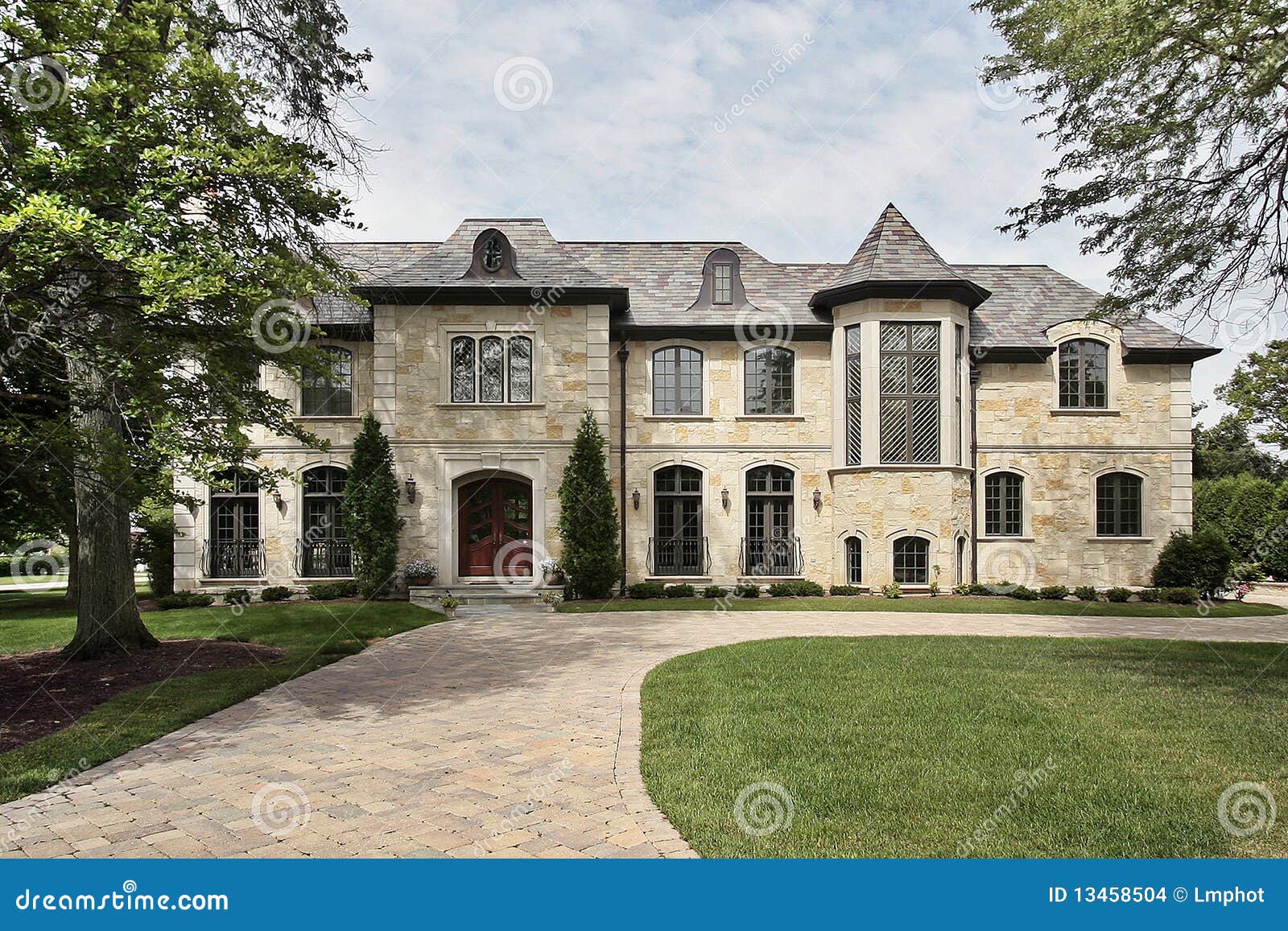 Stone home with turret stock photo. Image of fancy, detached - 13458504