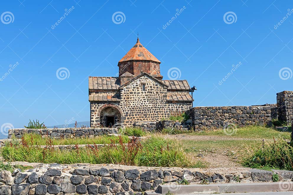Stone house on Sevan lake stock image. Image of stone - 290981761
