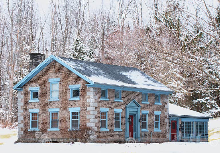 Stone house in winter stock image. Image of nature, wintertime - 23670373