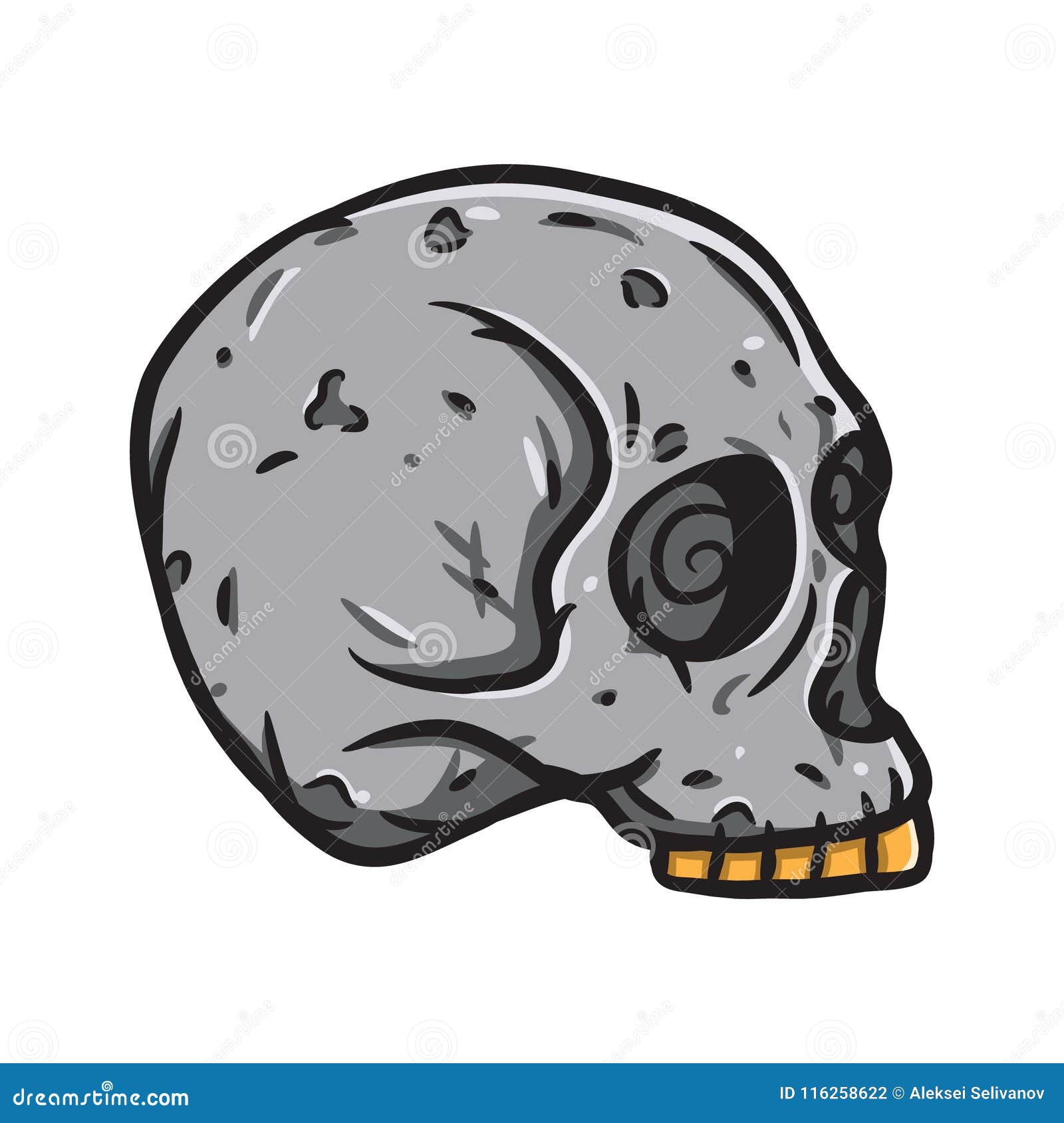 Stone Human Skull. Vector Illustration Isolated on White Background ...