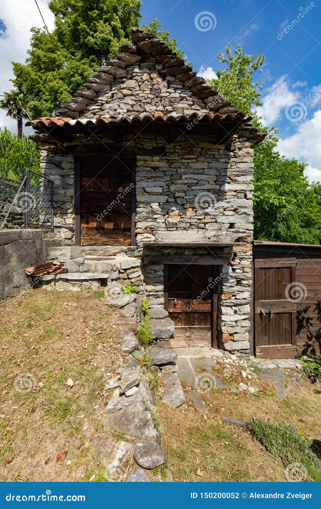 Stone Hut in a Large Flower Garden Stock Photo - Image of summer ...