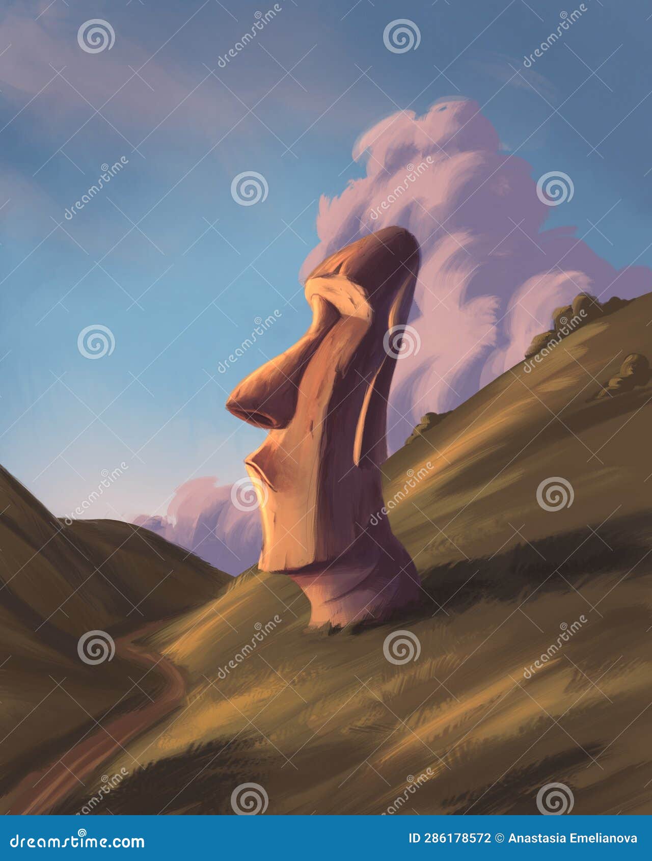Stone idol on the hill stock illustration. Illustration of screenshot ...