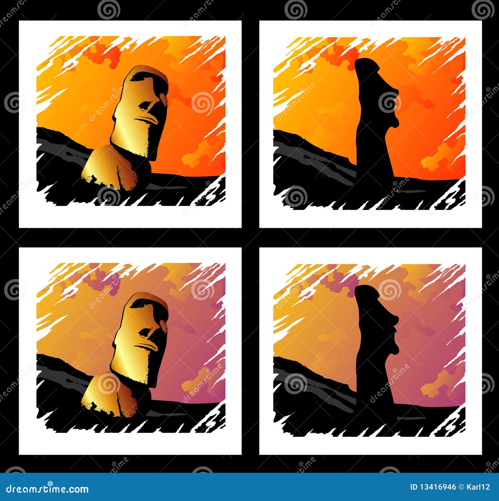 Stone Idols Of Easter Island Cartoon Vector | CartoonDealer.com #271199107