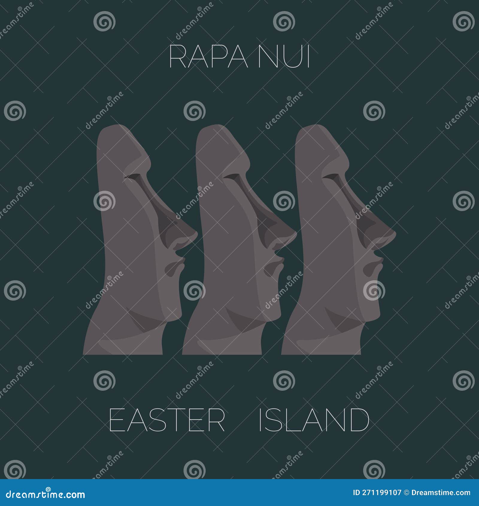 Stone Idols Of Easter Island Cartoon Vector | CartoonDealer.com #271199107