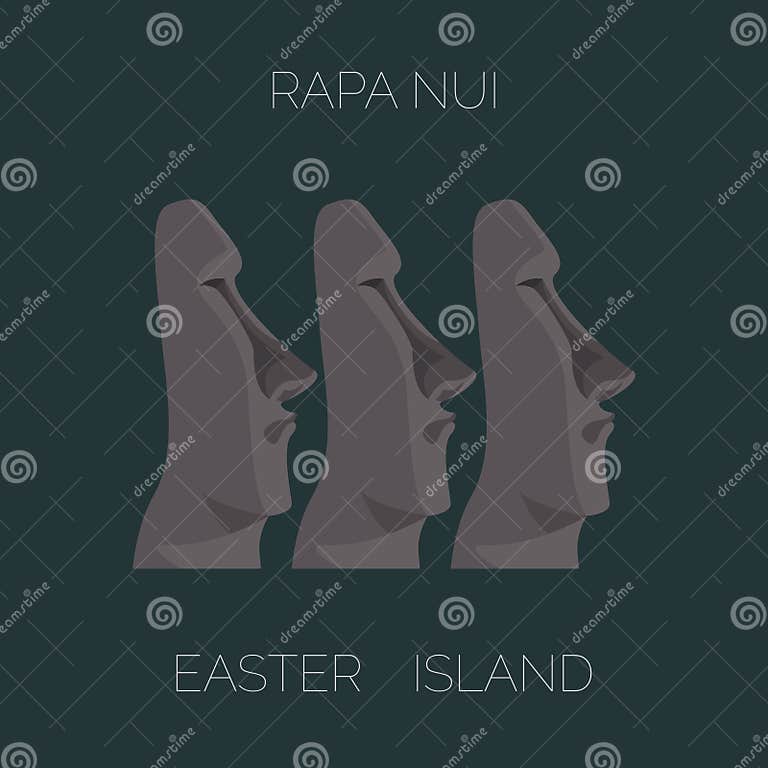 Stone Idols of Easter Island Stock Vector - Illustration of polynesia ...