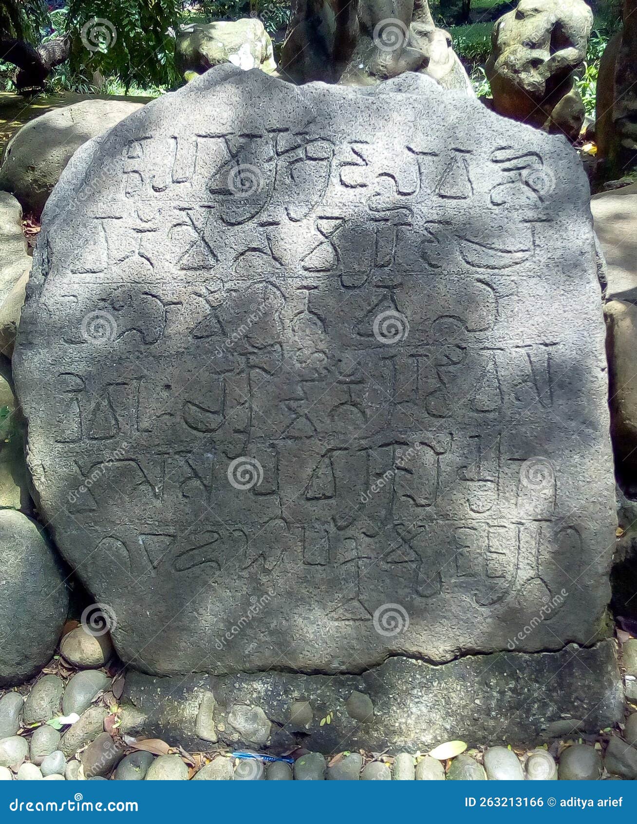 Stone with Inscription in Bogor Botanical Gardens Editorial Photo ...