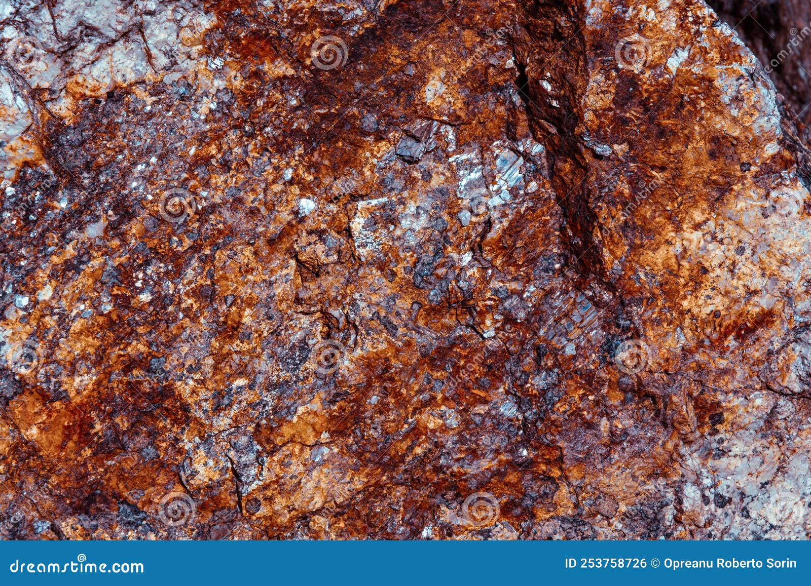 Stone with Iron Ore and Quartz Stock Photo - Image of natural, blue ...