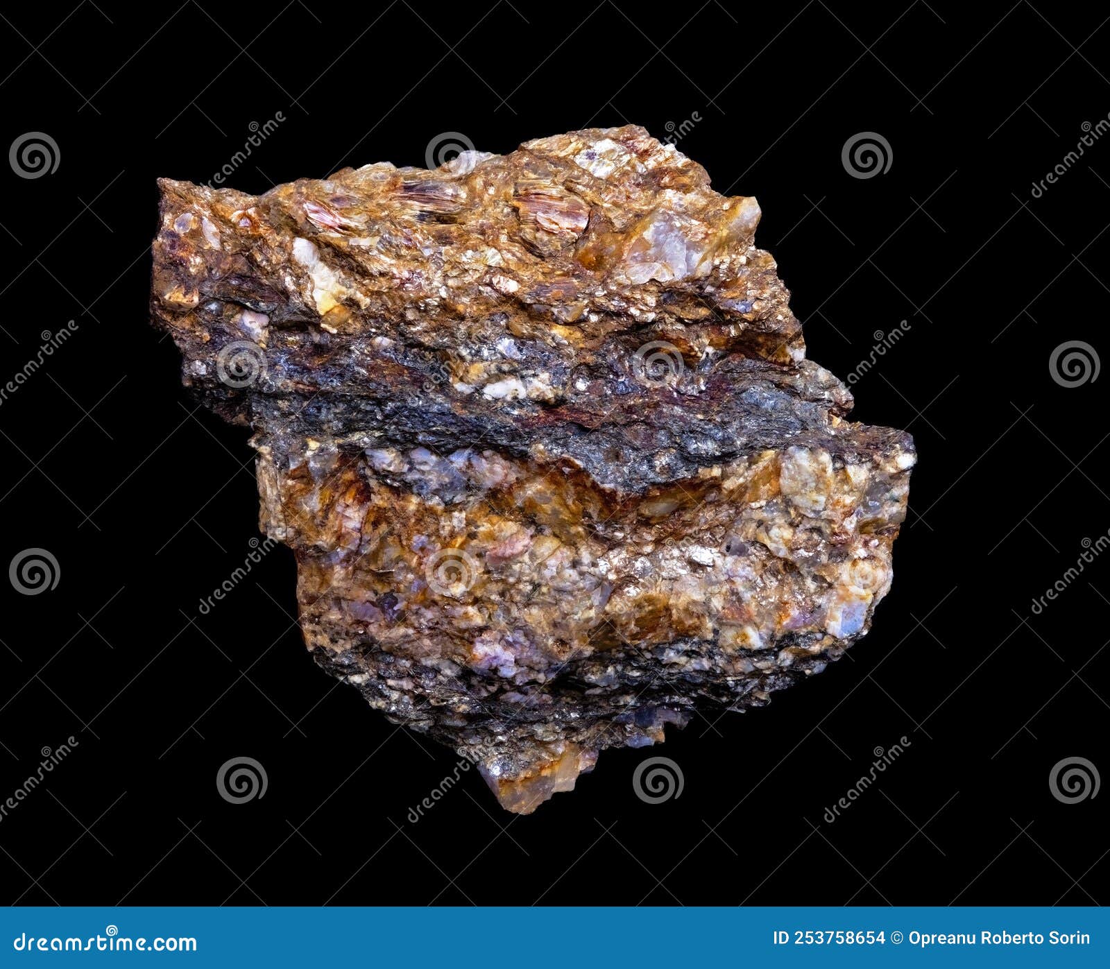 Stone with Iron Ore and Quartz Stock Photo - Image of geology, grey ...