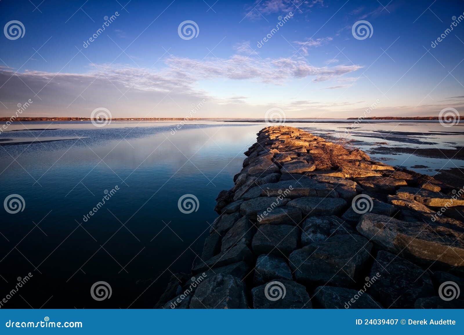 Stone Jetty on the Ottawa River Stock Image - Image of coast, pier ...