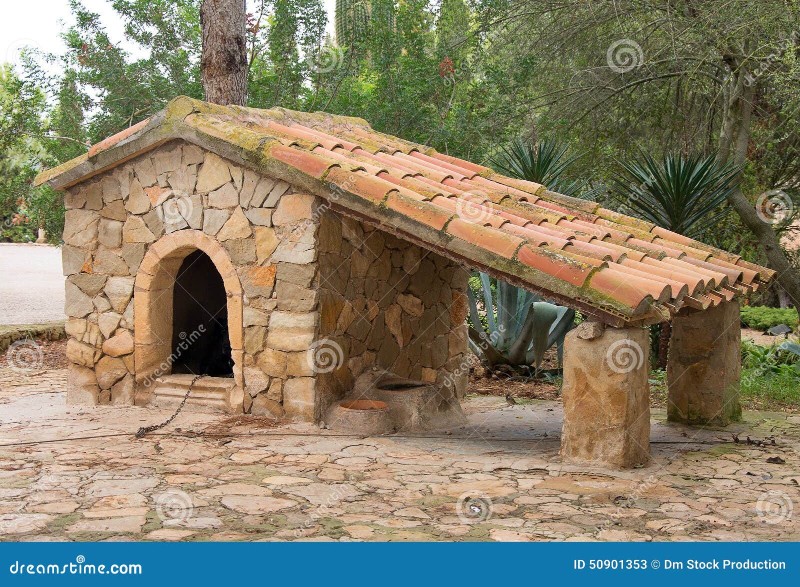 Stone kennel. stock image. Image of domestic, alert, stone - 50901353