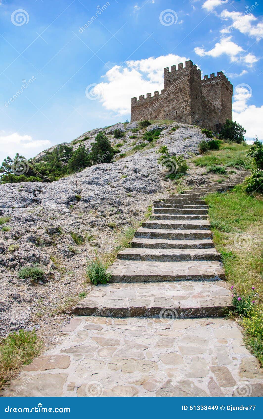 The Stone Ladder Conducting in Fortress at Mountain Top Stock Image ...