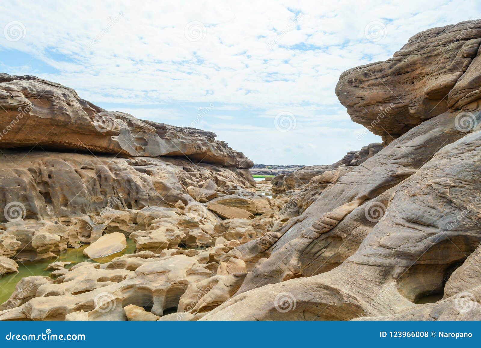 Stone Landscape, Cloud and Blue Sky. Sam Phan Boke, Ubon Ratchathani ...