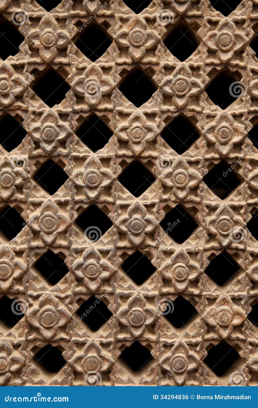 Stone Latticework with Flowers Pattern Stock Photo - Image of design ...