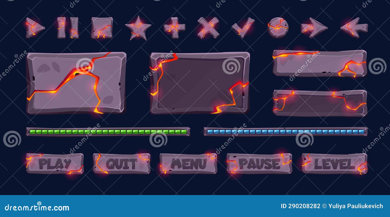 Stone With Lava Texture Game Interface Vector | CartoonDealer.com ...