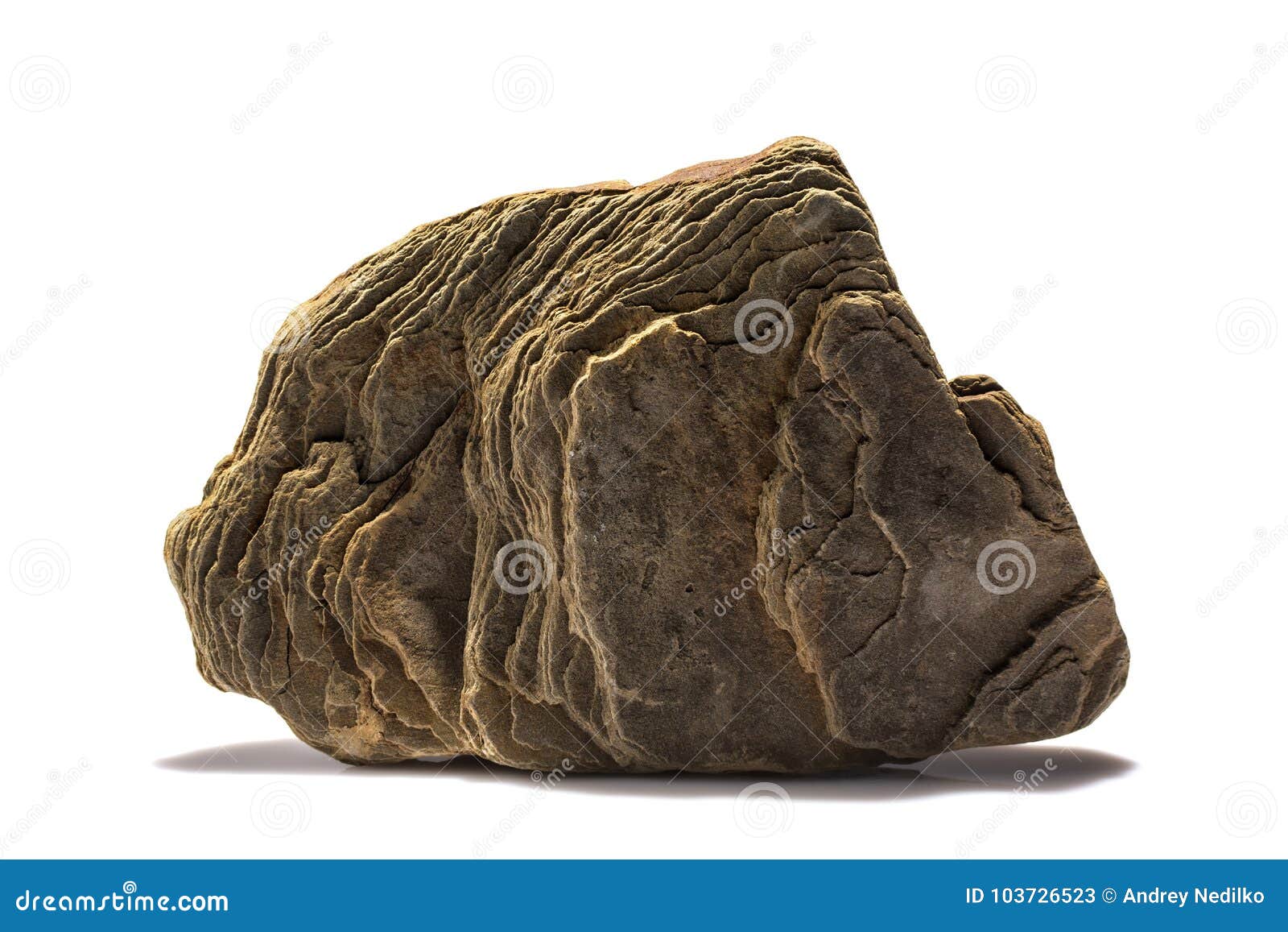 Stone with a Layered Structure on a White Background. Stock Image ...