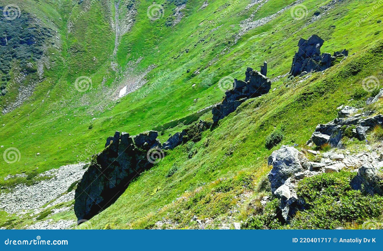 Stone Ledges on the Slopes of the Mountains Stock Image - Image of ...
