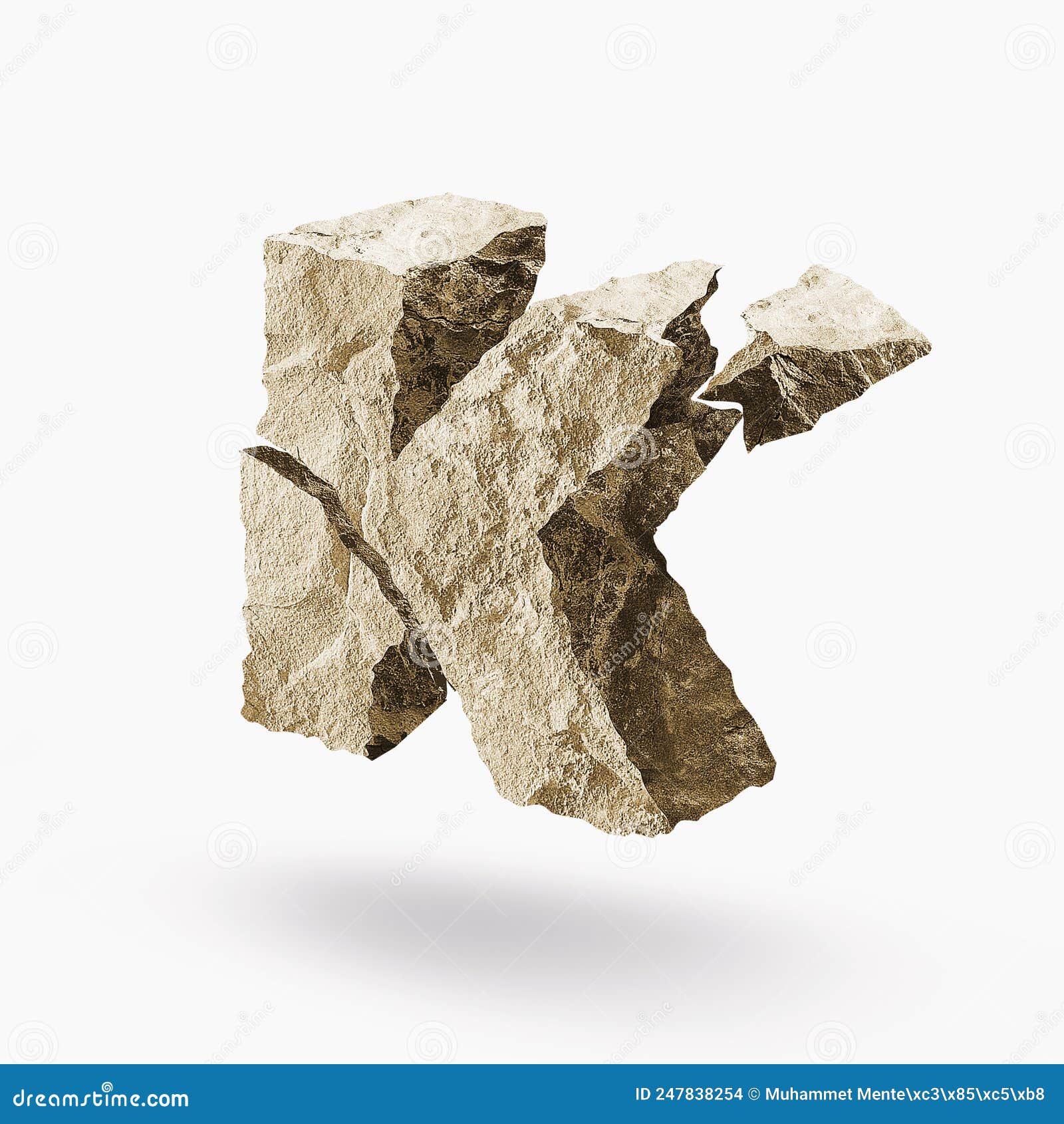 Stone Letter K 3D Broken Stone Pieces Stock Illustration - Illustration ...