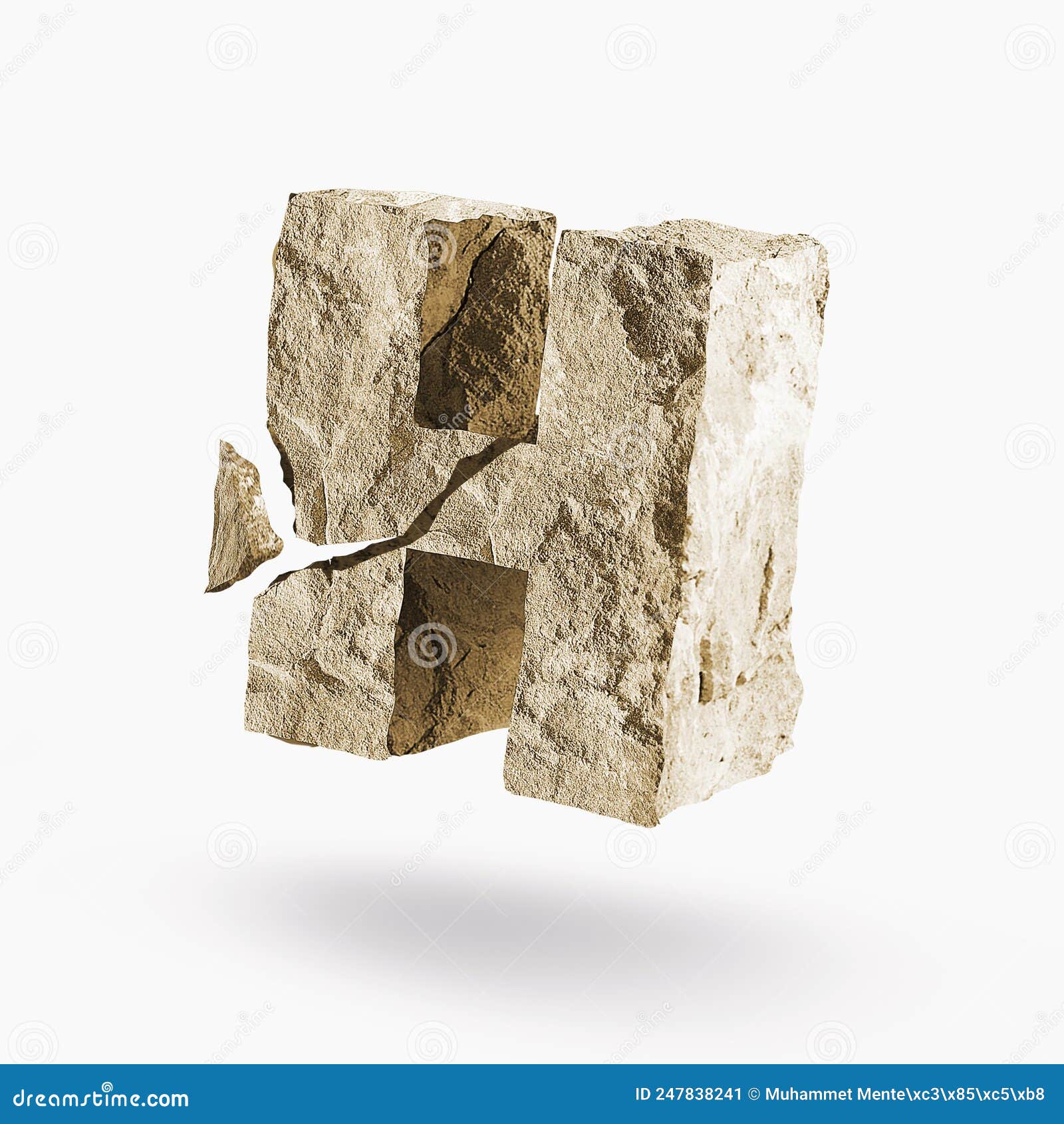 Stone Letter K 3D Broken Stone Pieces Stock Illustration - Illustration ...