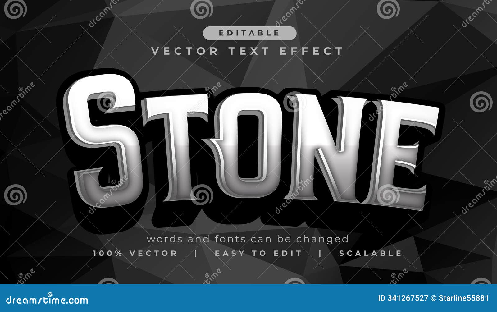 Stone Lettering Text Effect in Grey and Black Color Stock Vector ...
