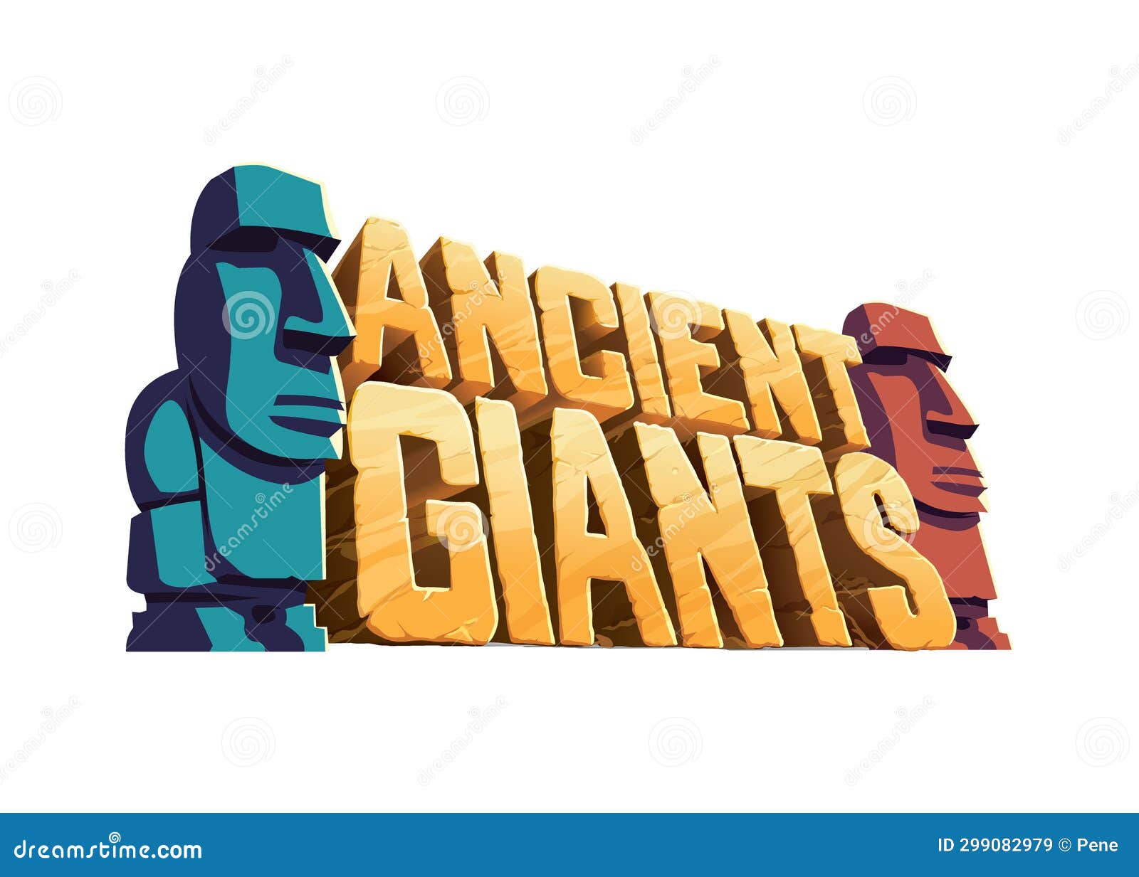 Stone Letters Ancient Giants with Moai Statues beside Stock ...